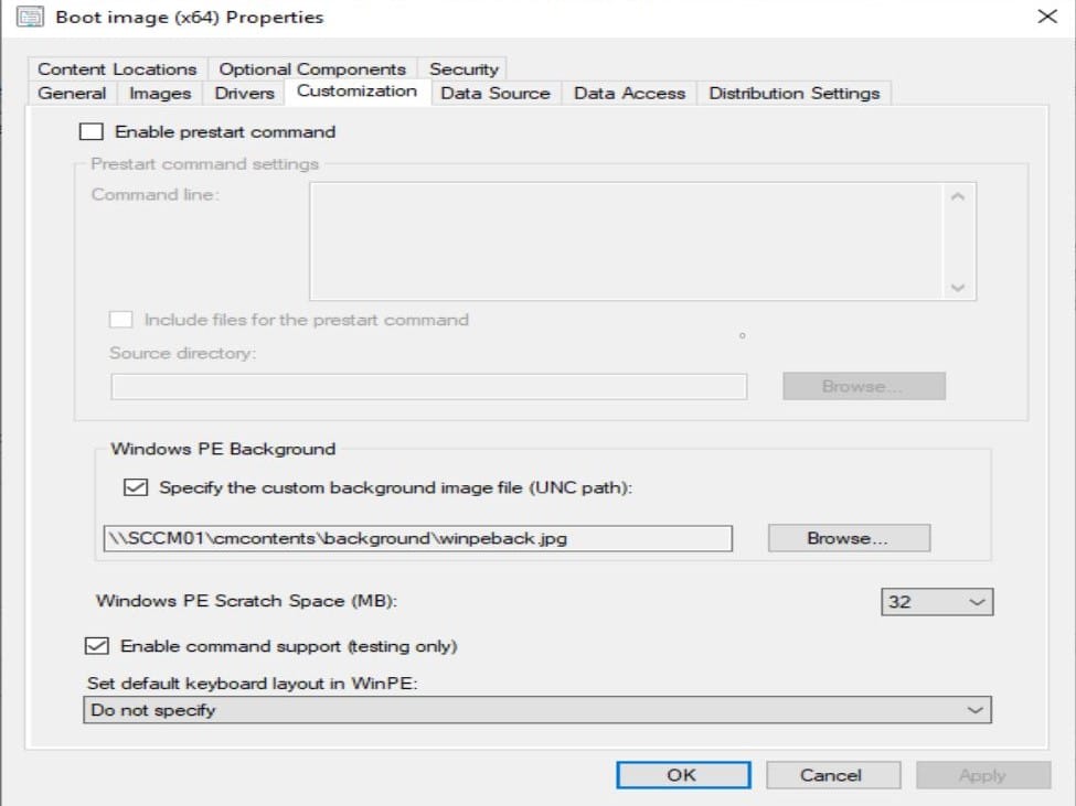 SCCM WinPE Background Update